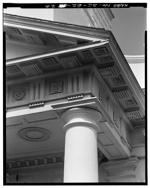 20. FRONT PORTICO ELEMENTS: COLUMN, CORNICE AND PEDIMENT...