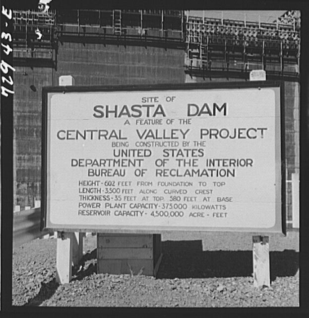 Shasta Dam, Shasta County, California. Sign