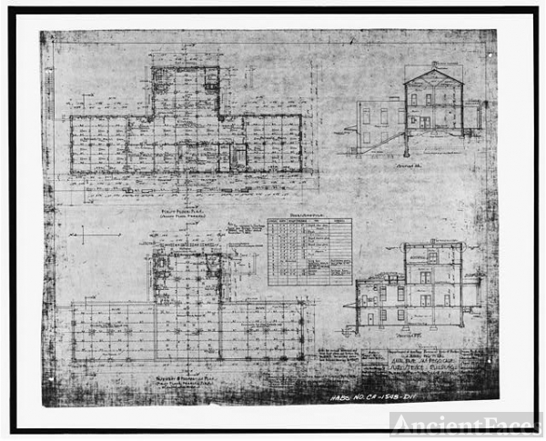 11. BASEMENT AND FIRST FLOOR PLANS AND SECTIONS, DRAWING...