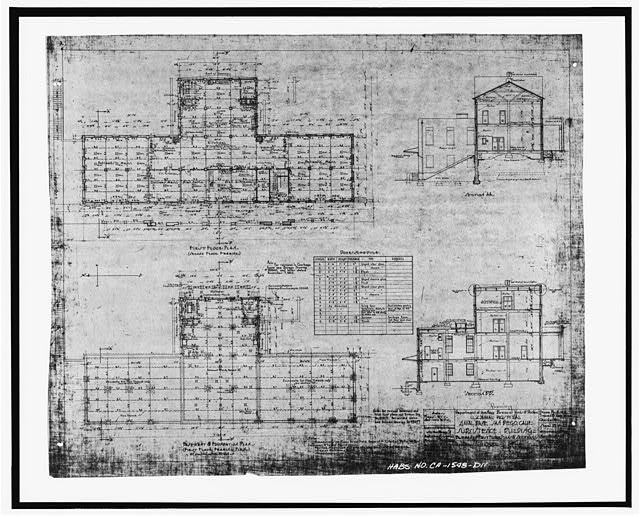 11. BASEMENT AND FIRST FLOOR PLANS AND SECTIONS, DRAWING...