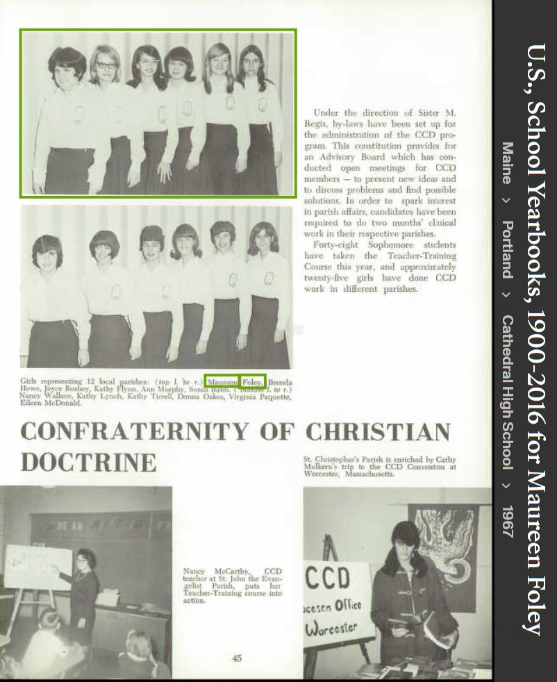 Maureen E Foley-Hester--U.S., School Yearbooks, 1900-2016(1967)