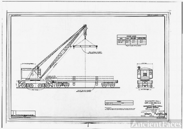 101. DAM - LOCOMOTIVE CRANE - TYPE A - GENERAL DRAWING...