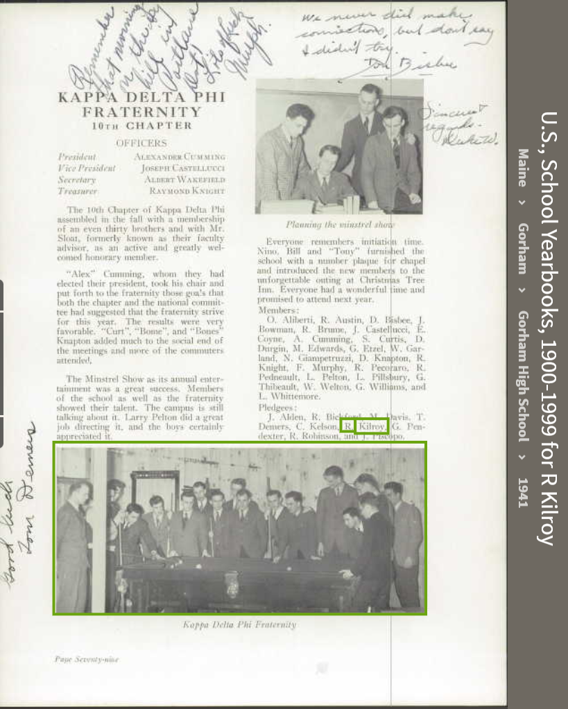 Richard Francis Kilroy--U.S., School Yearbooks, 1900-1999(1941 ...
