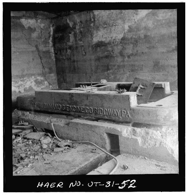 52. VIEW OF DYNAMO FOOTING AND BASE, INTERIOR DETAIL