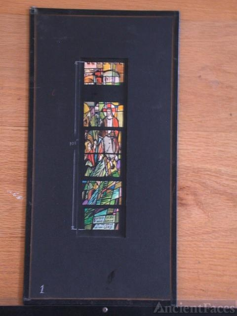 [Design drawing for stained glass window showing entry...