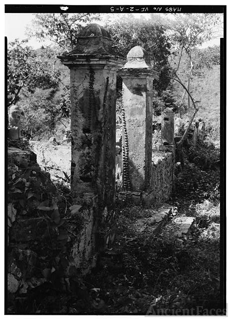 5. OBLIQUE VIEW OF ENTRANCE GATE POSTS WITH FENCE POST IN...