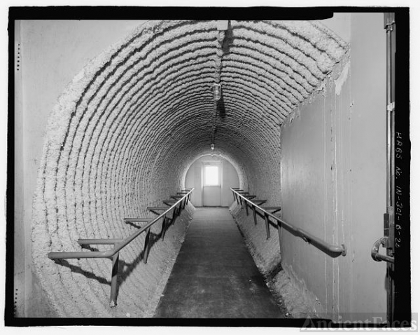 20. Interior view down corrugated metal tunnel, looking...