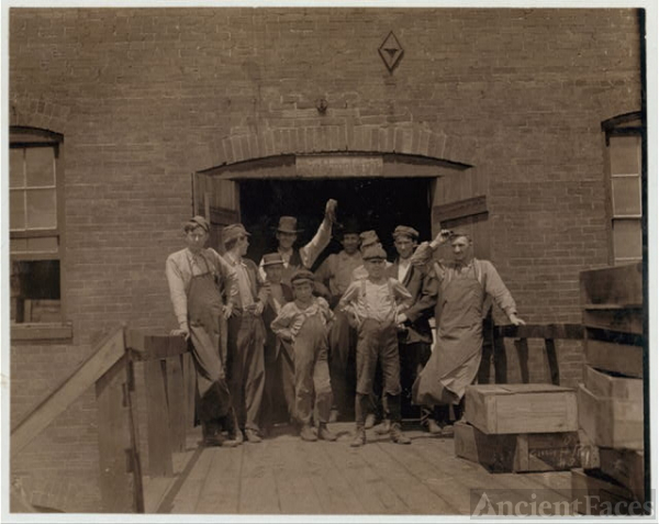 Group of Glass Workers in Shop 6, Illinois Glass Co. The...