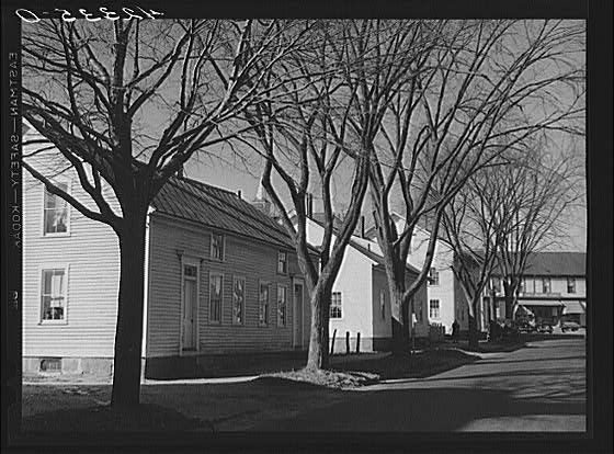 Old company houses on the main street of Occum, Connecticut