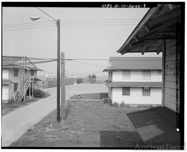 Layout of barracks, looking 13 degrees north-northeast,...