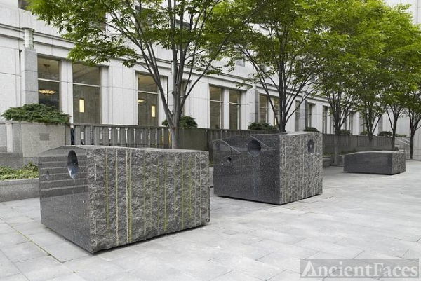 Architectural art "Sounding Stones" exterior plaza,...
