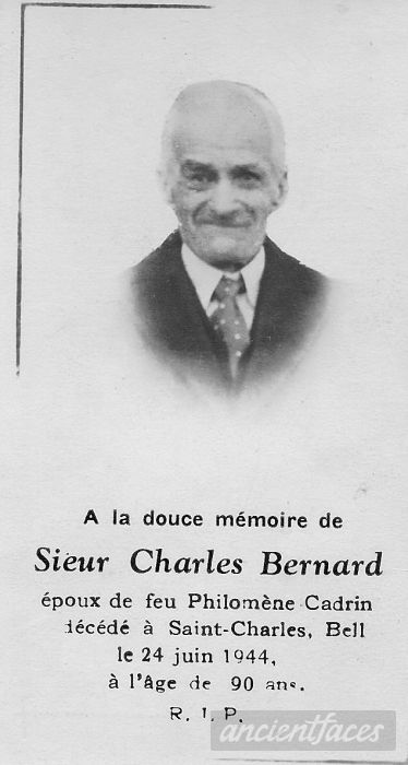 Charles Bernard Funeral Card