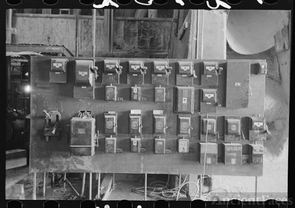 Switchboard at gold mine and mill, Mogollon, New Mexico