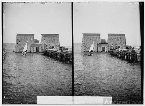 Egyptian views; Assuan and Philae. View of 1st pylon of...
