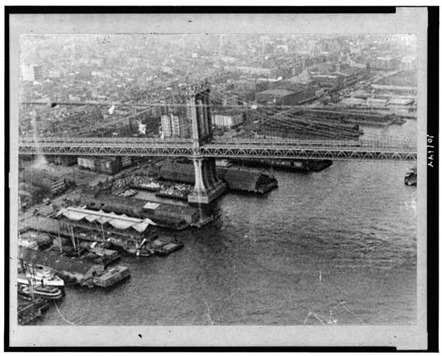 [Aerial view of Brooklyn Bridge]